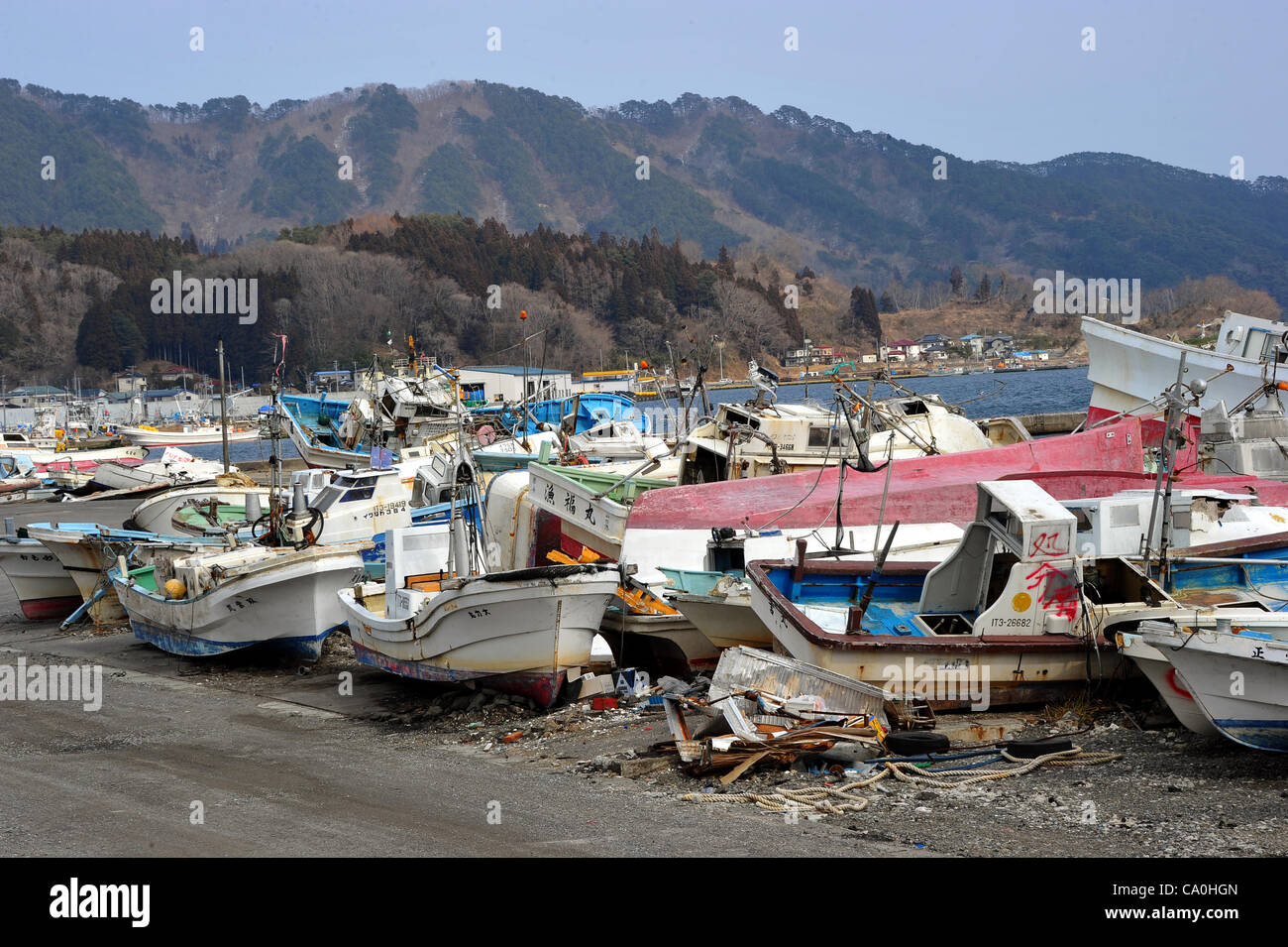 Tsunami devastation boats hi-res stock photography and images - Alamy