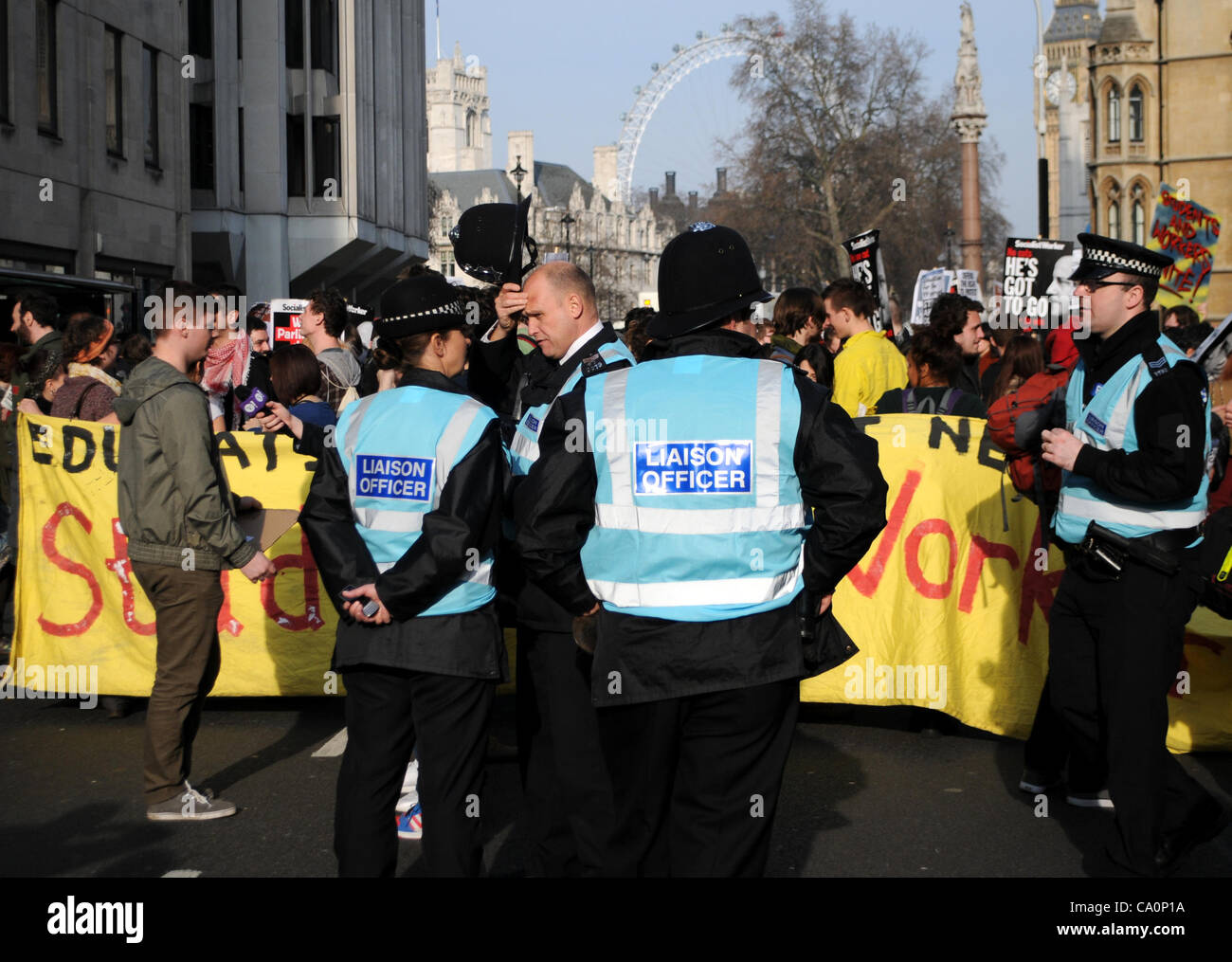 London, UK. 14/03/12. The Met Police's new Protest Liaison Team at a ...