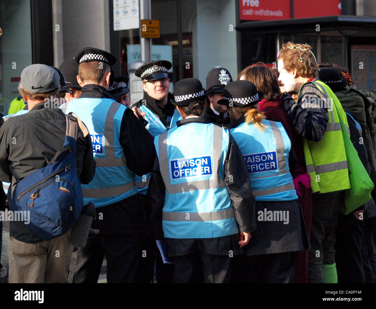 London, UK. 14/03/12. The Met Police's new Protest Liaison Team are put ...
