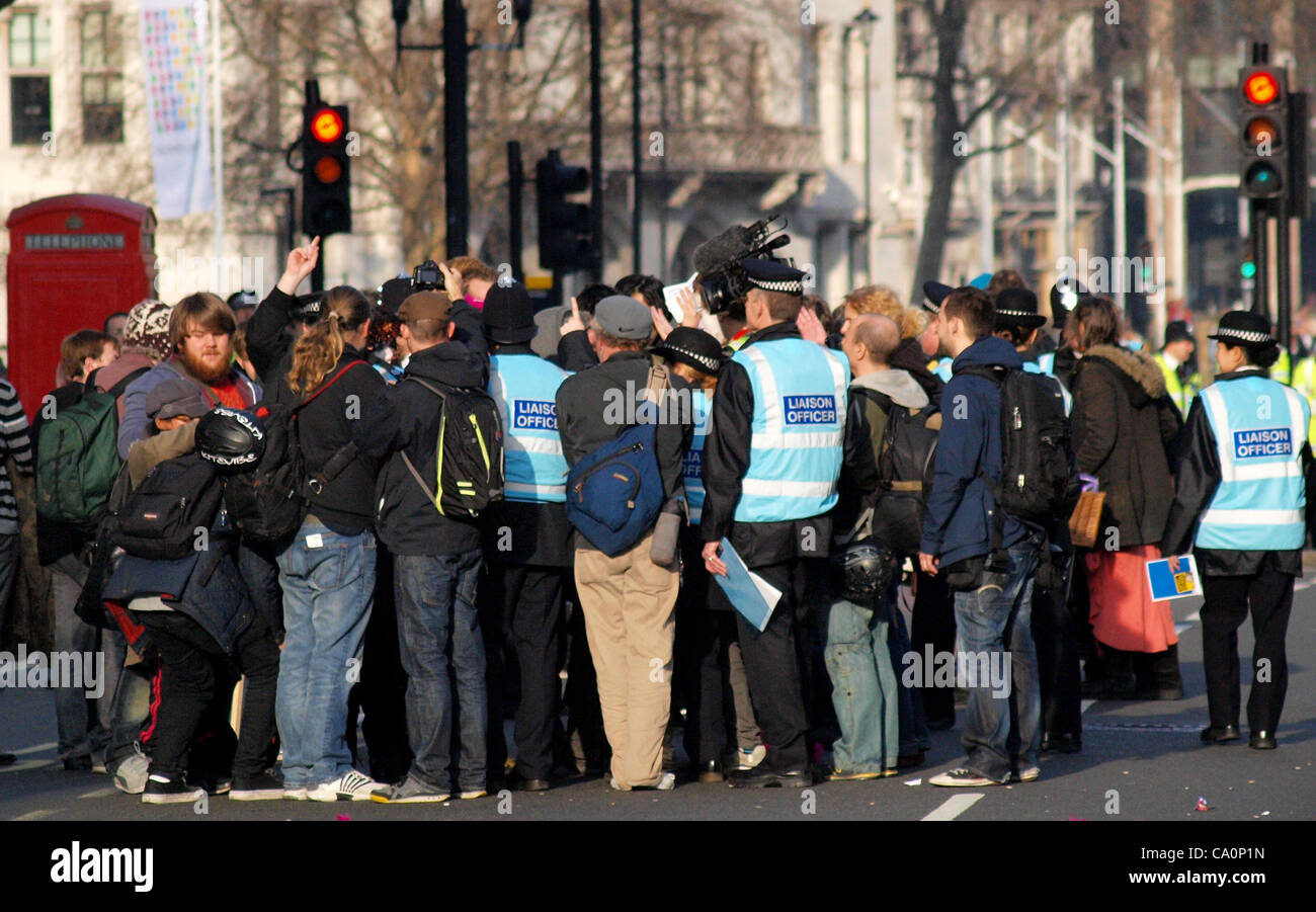 London, UK. 14/03/12. The Met Police's new Protest Liaison Team are put ...