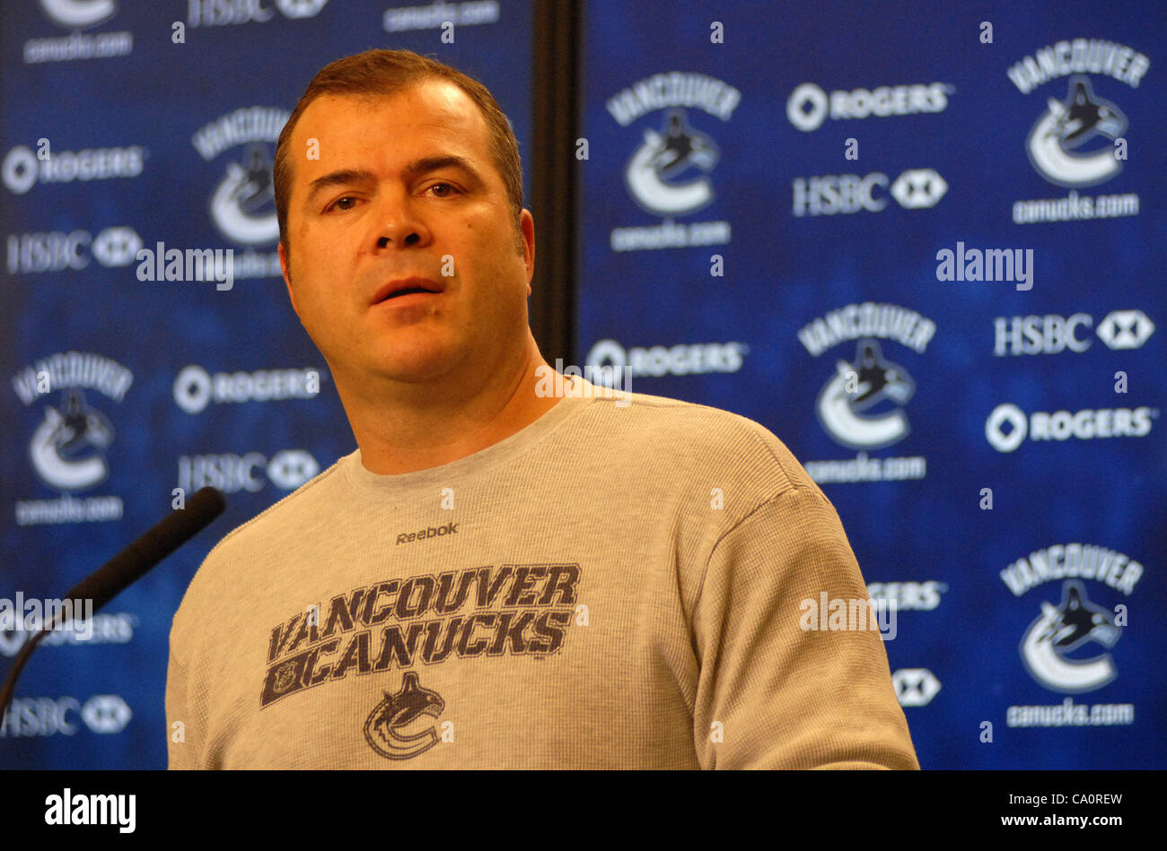 Vancouver Canucks head coach Alain Vigneault talks to reporters after ...