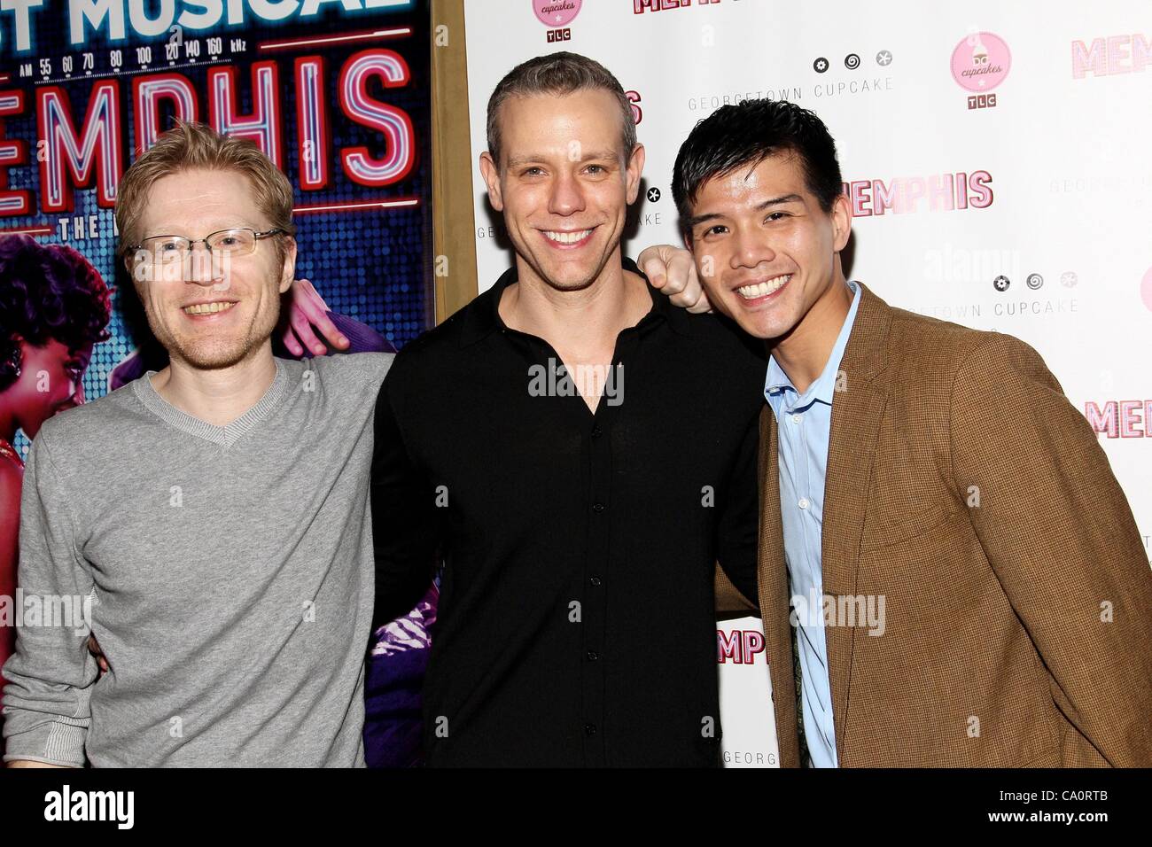 Anthony Rapp, Adam Pascal, Telly Leung at arrivals for MEMPHIS ...
