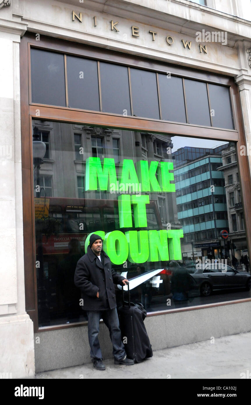 London, UK. 16/03/12. Disappointed Brandon Stevens who traveled from ...