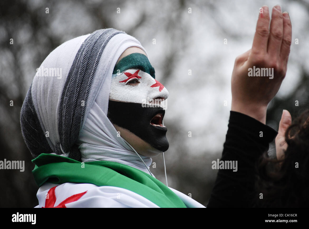 17/03/2012, London, UK: Protester outside the Syrian Embassy in London ...