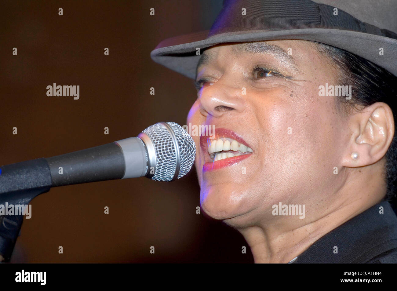 Pauline Black singing with The Selecter at The Garage in Swansea during ...