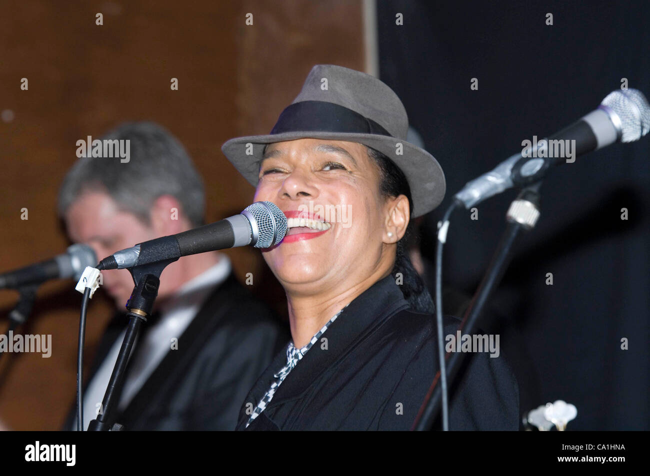 Pauline Black singing with The Selecter at The Garage in Swansea during ...