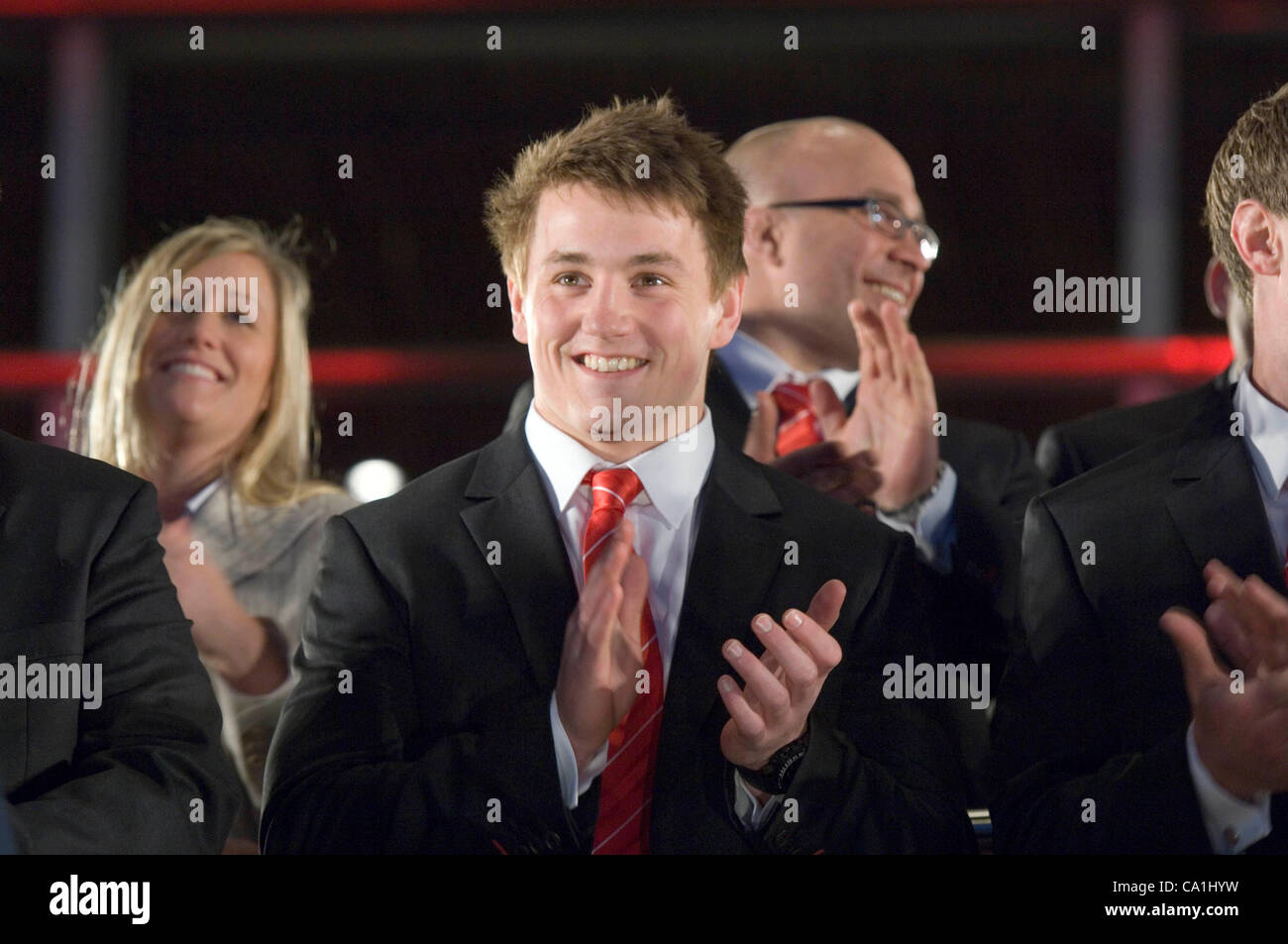 The Welsh rugby team celebrate winning the Grand Slam in the Six ...