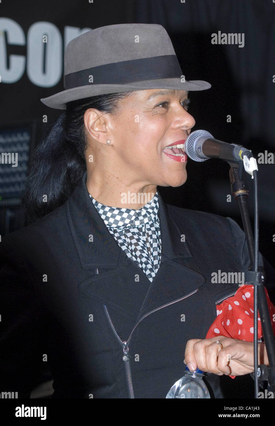 Pauline Black singing with The Selecter at The Garage in Swansea during ...