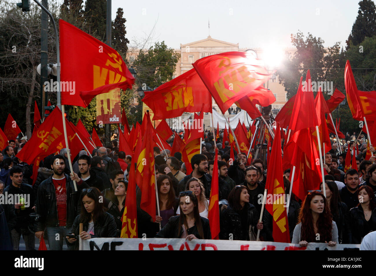 March 20, 2012 - Athens, Greece - Members of the Greek Communist party ...