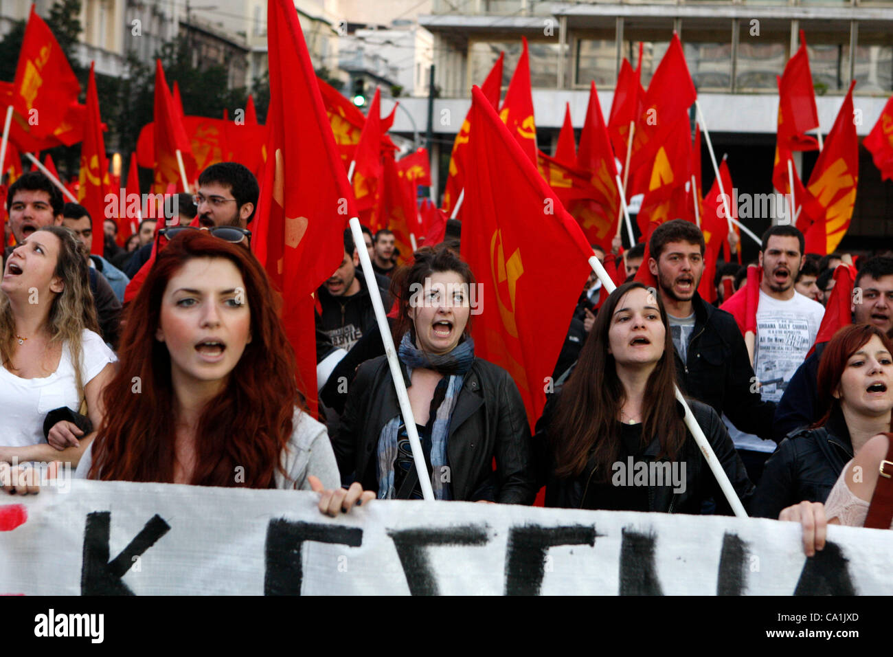 March 20, 2012 - Athens, Greece - Members of the Greek Communist party ...