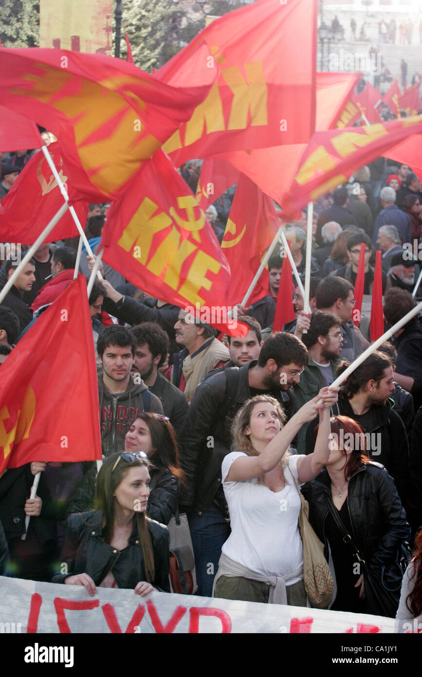 March 20, 2012 - Athens, Greece - Members of the Greek Communist party ...