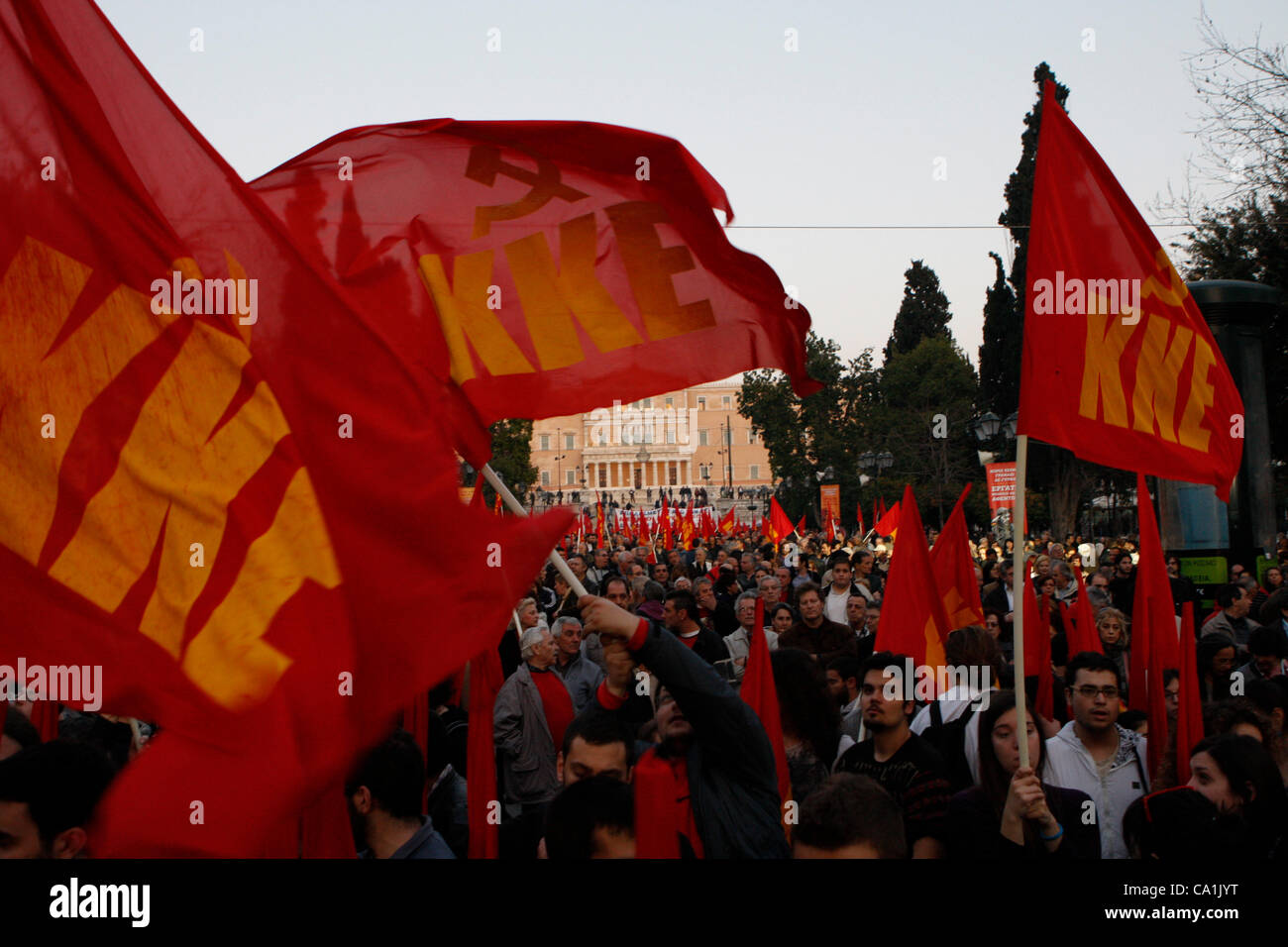 March 20, 2012 - Athens, Greece - Members of the Greek Communist party ...