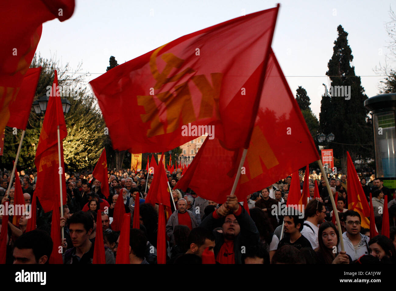 March 20, 2012 - Athens, Greece - Members of the Greek Communist party ...