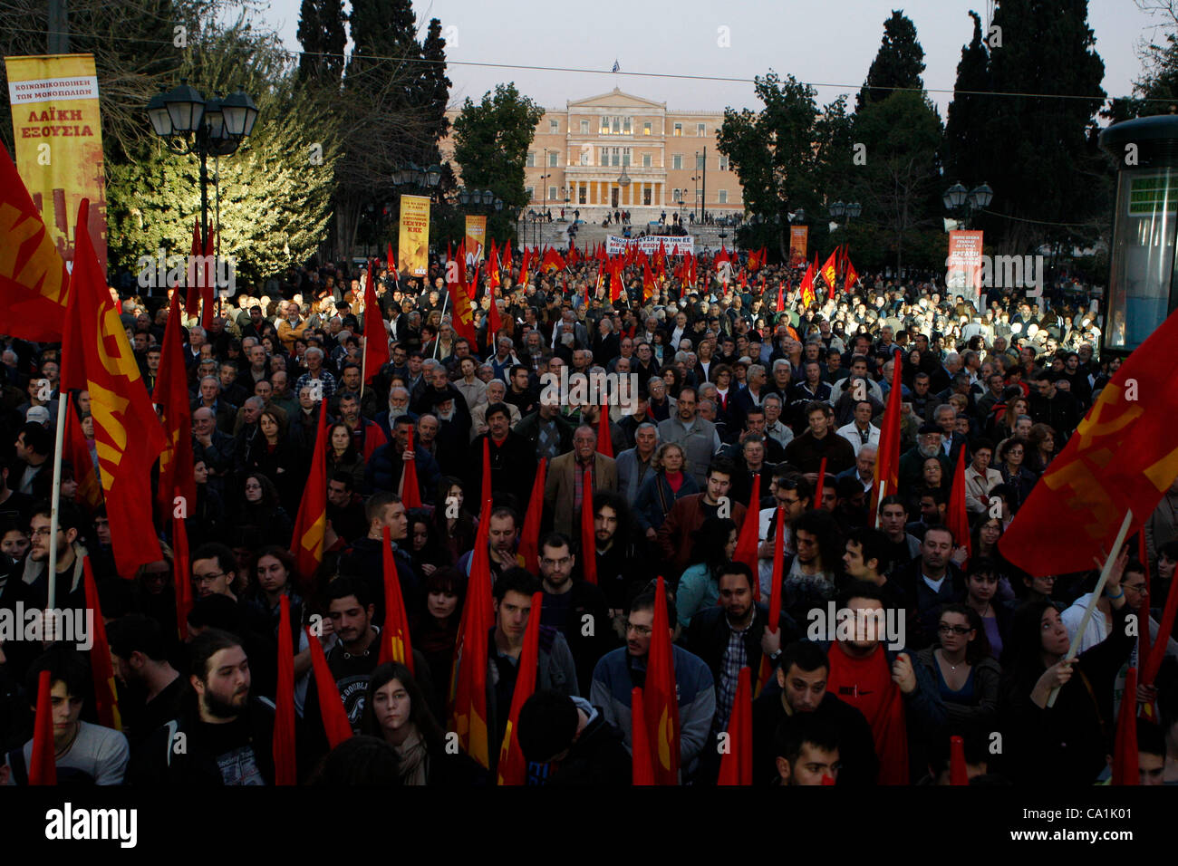 March 20, 2012 - Athens, Greece - Members of the Greek Communist party ...