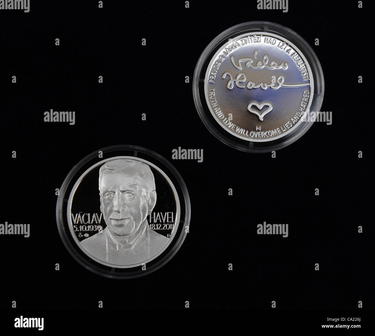Silver commemorative medal with signature and portrait of former Czech ...