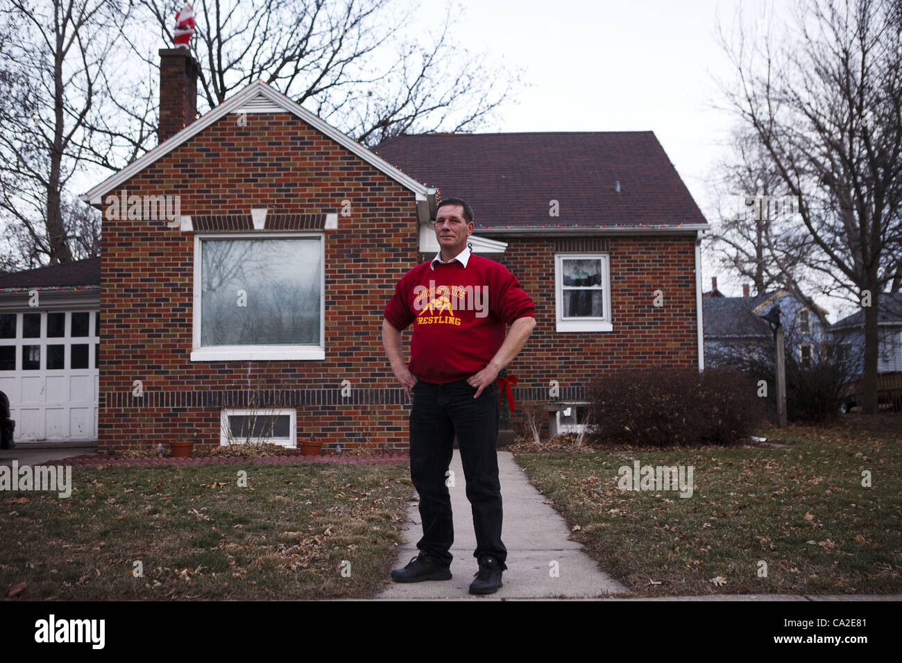 Dec. 29, 2011 - Grinnell, Iowa, U.S. - Dwayne Kriegel, 50, poses for a ...