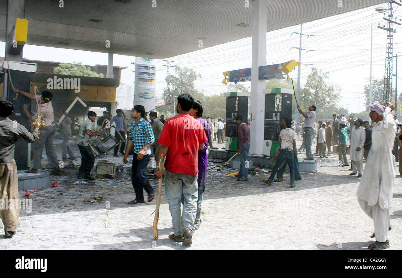 Angry mob destroy a fuel station during protest demonstration of ...