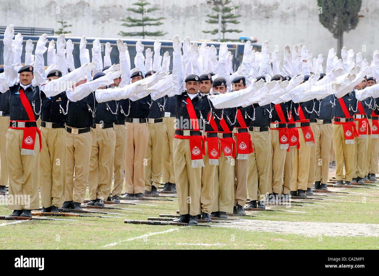 Traffic policemen take part in their passing out parade ceremony held ...