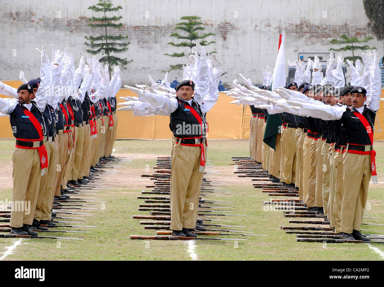 Traffic policemen take part in their passing out parade ceremony held ...