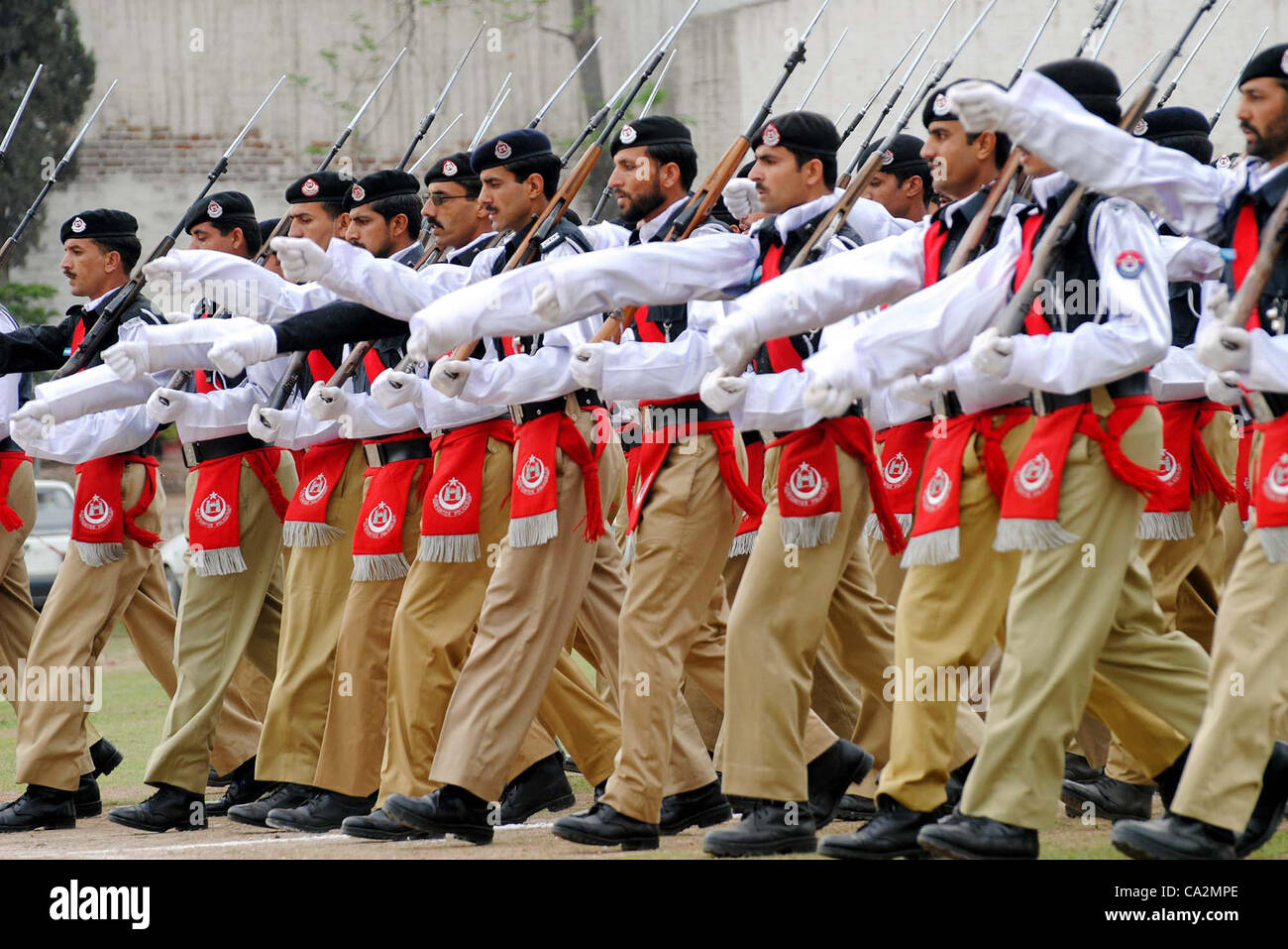 Traffic policemen take part in their passing out parade ceremony held ...
