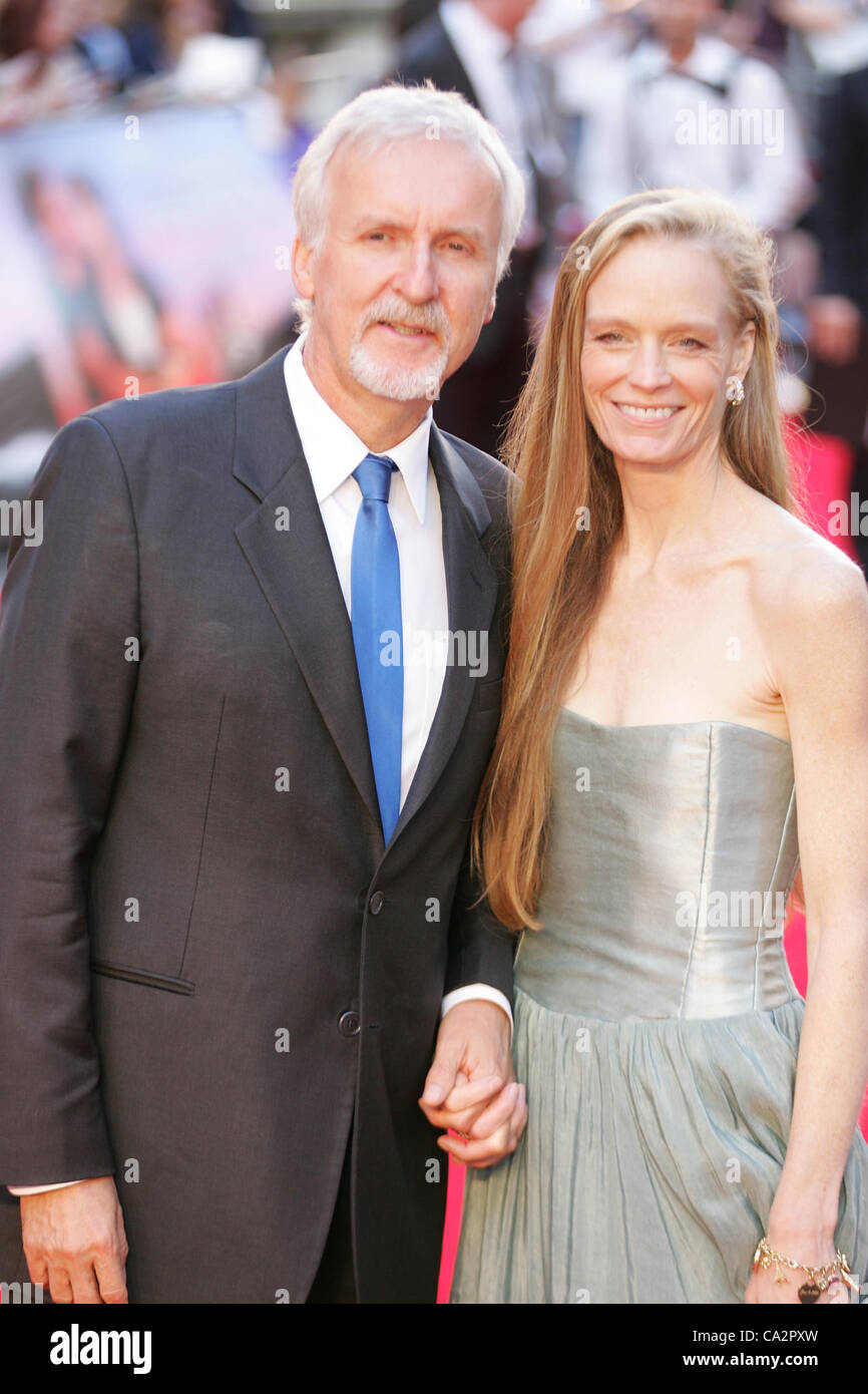 James Cameron & Suzy Amis Cameron attend the Titanic 3D - World ...