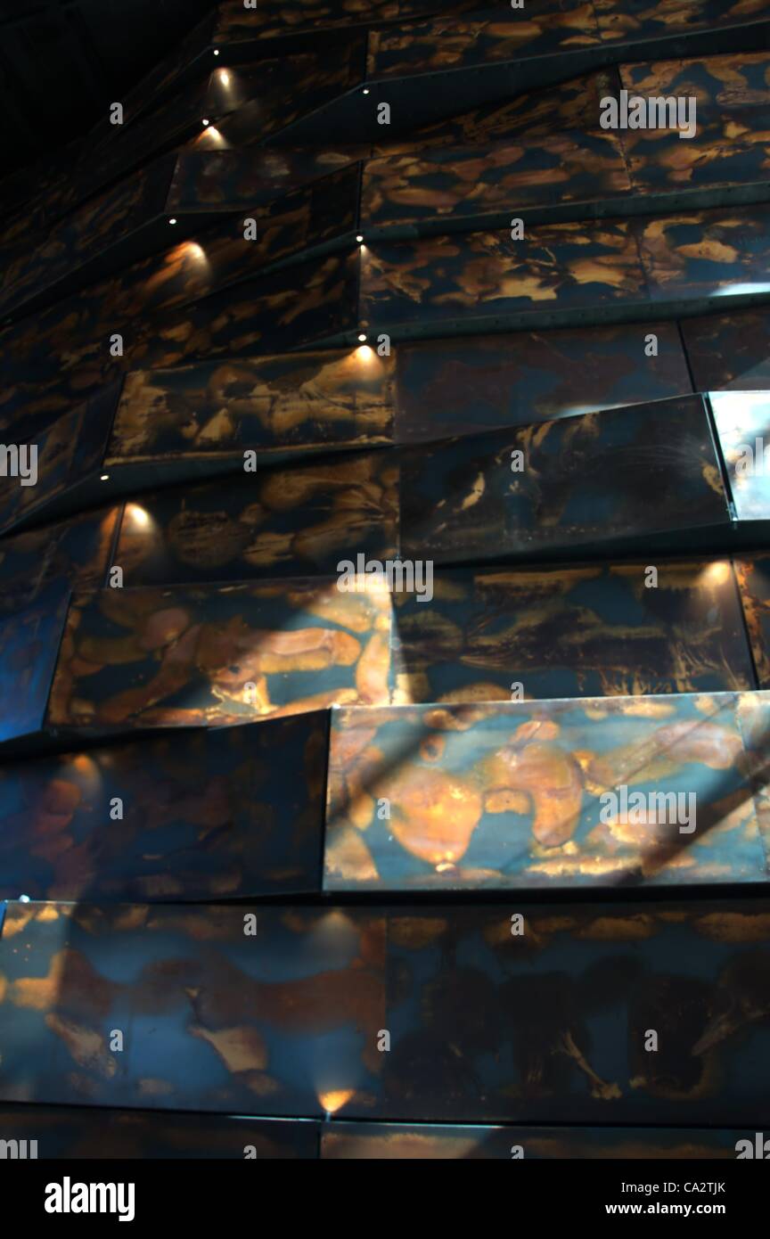 Aluminium wall cladding in the main entrance atrium of the Titanic ...