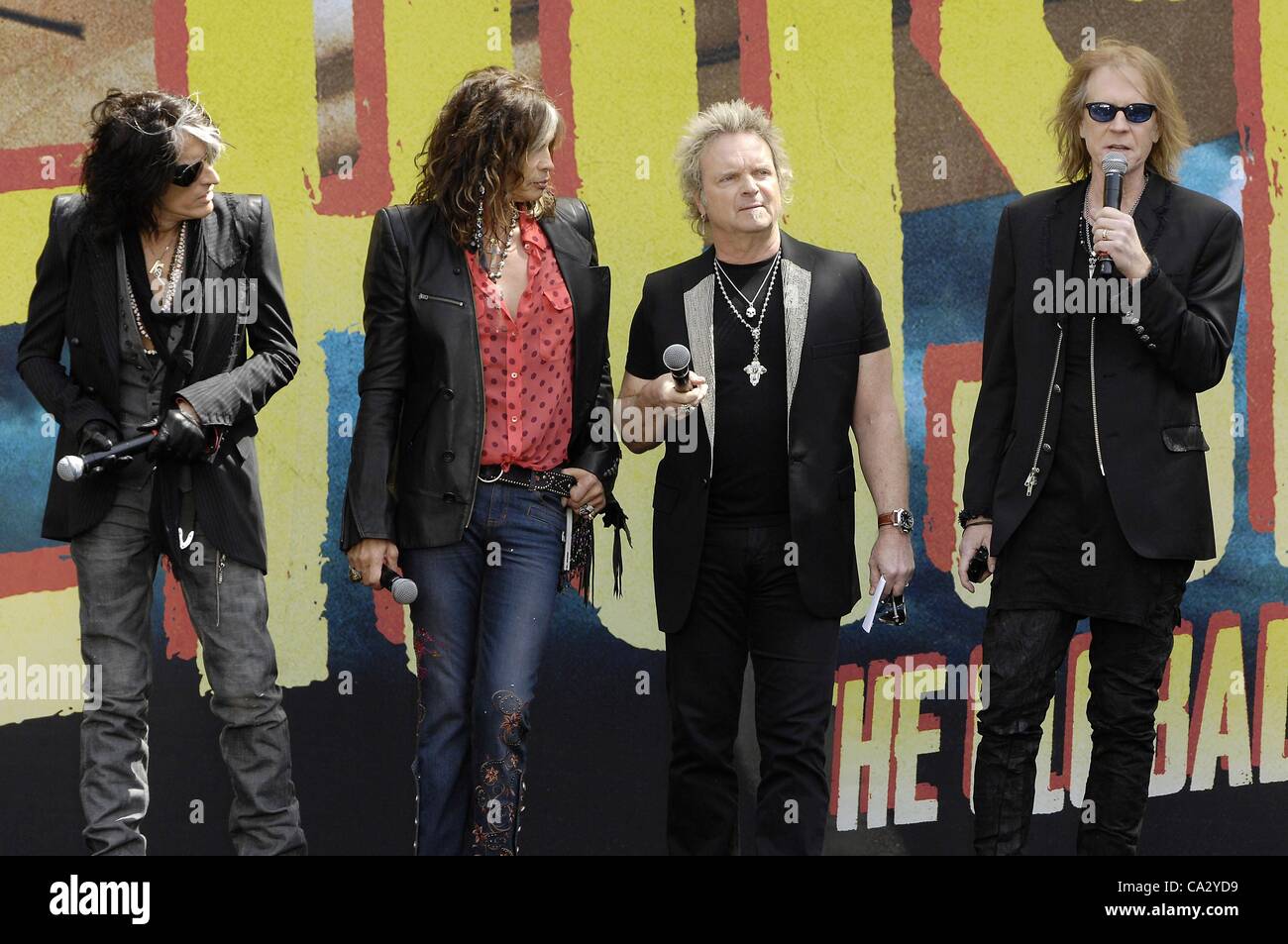 Joe Perry, Steven Tyler, Joey Kramer, Tom Hamilton in attendance for ...