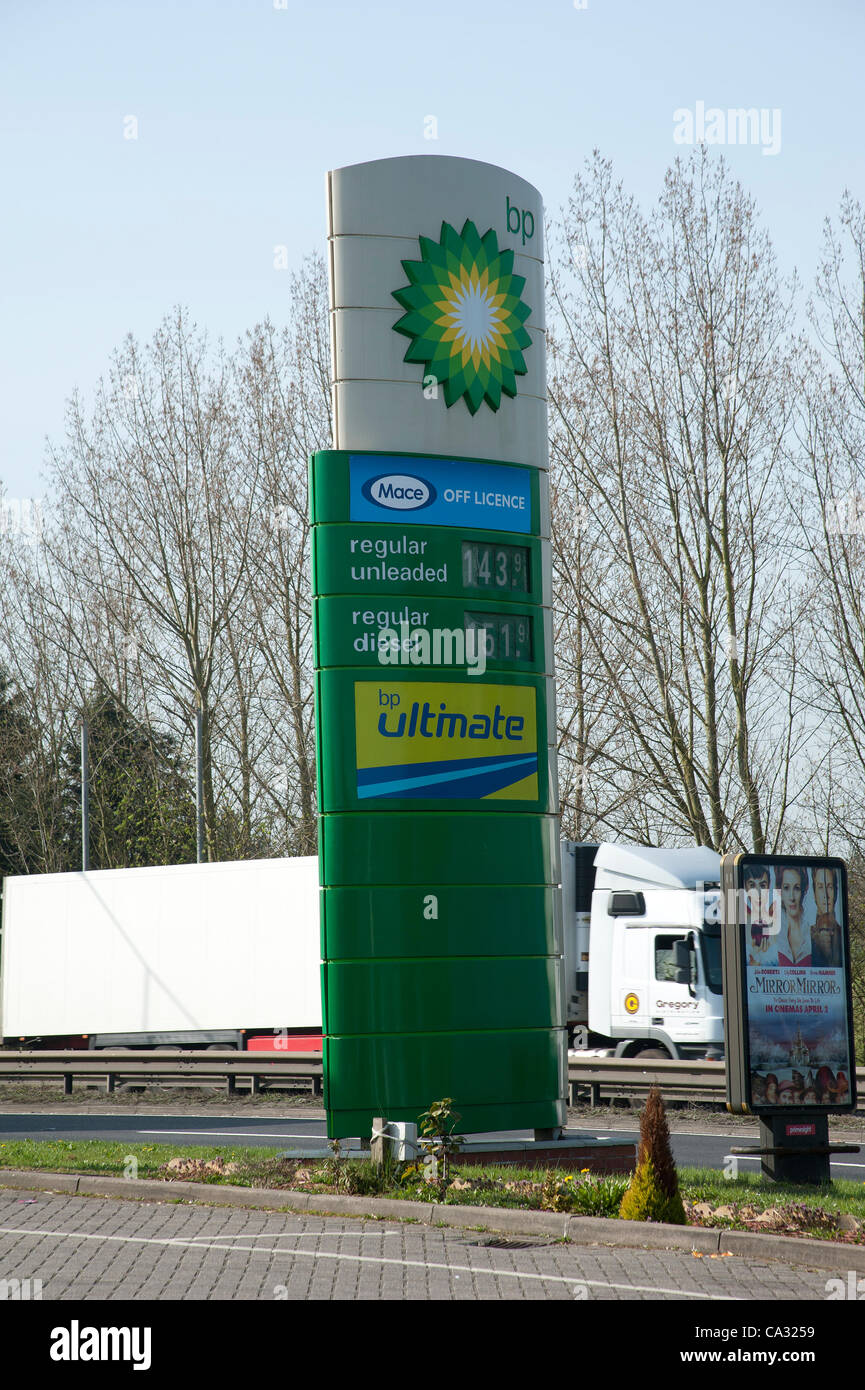 Regular diesel fuel selling at 151.9p per litre on a BP forecourt on ...