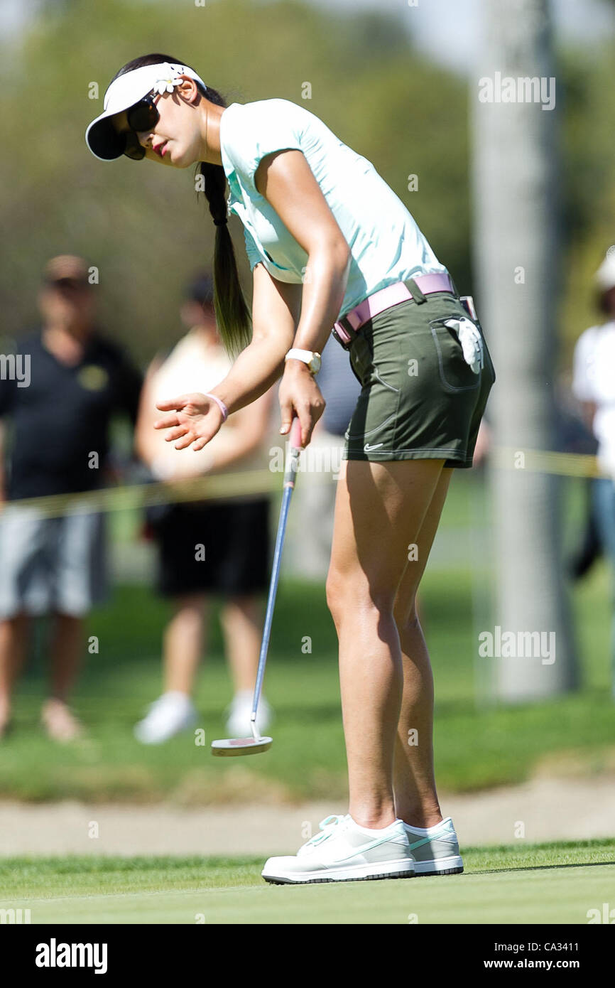 Michelle Wie of the United States in action during the first round of ...