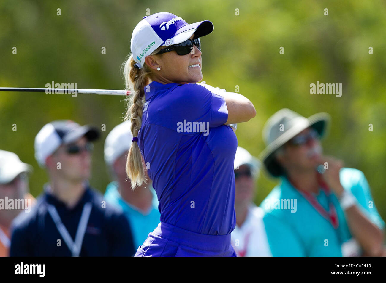 Natalie Gulbis of the United States in action during the first round of ...