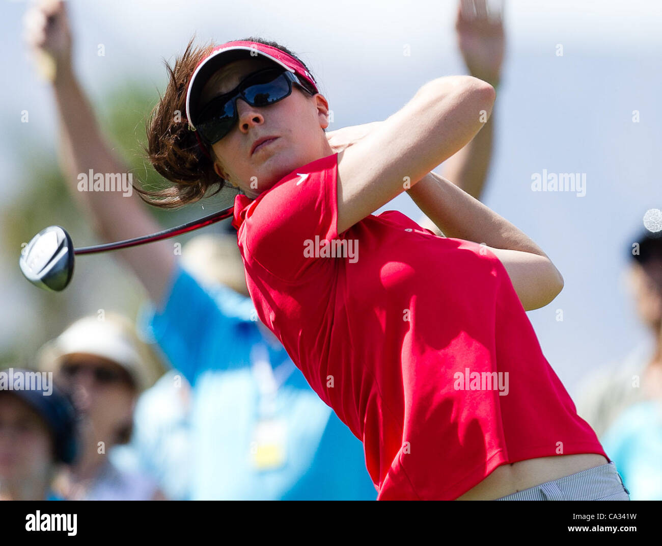 Sandra Gal of Germany in action during the first round of Kraft Nabisco ...