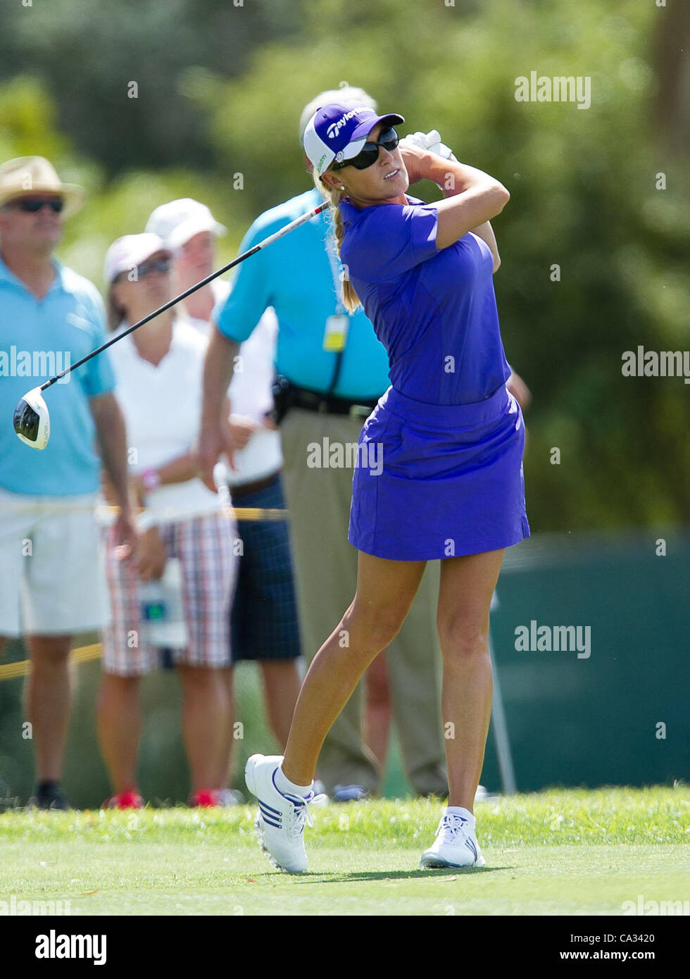 Natalie Gulbis of the United States in action during the first round of ...