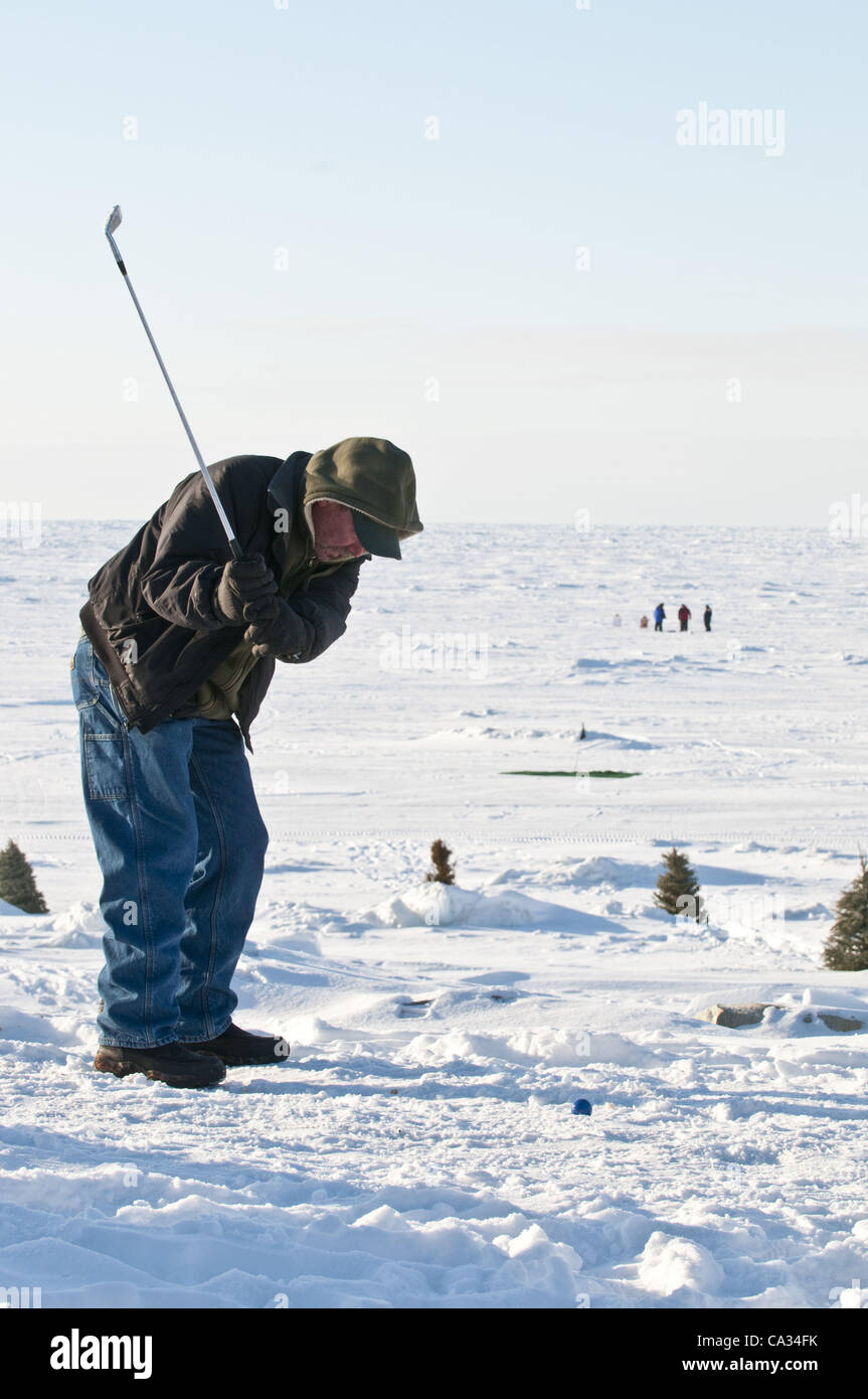 Ice Golfing Championships along Bering Sea, Nome, Alaska, held during ...
