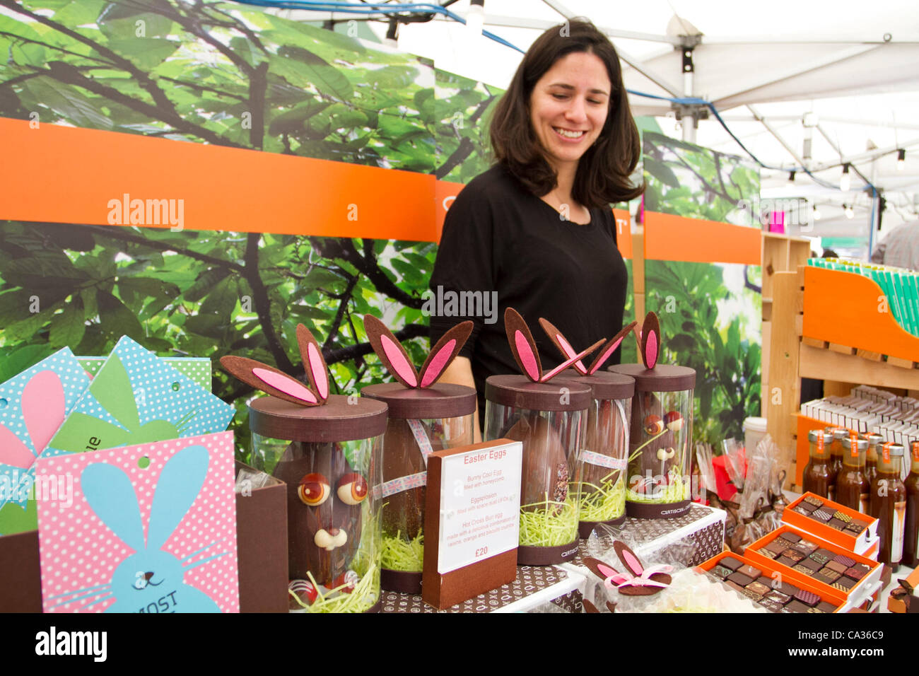 London, UK, 30/03/2012. "Artisan du Chocolat" stall at the Chocolate ...