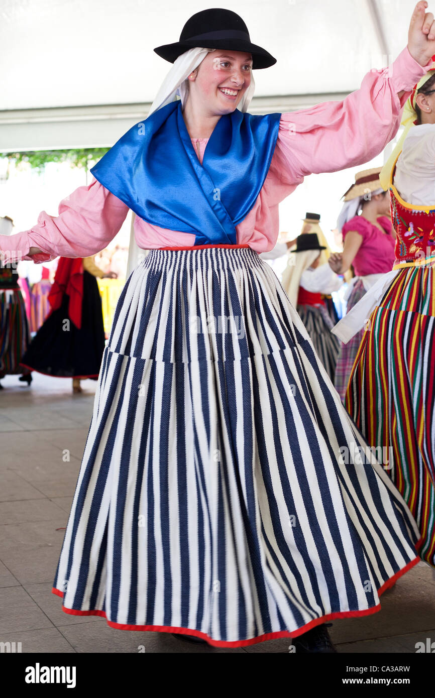 Groups of dancers and musicians celebrate Dia de Canarias, (Canarian ...