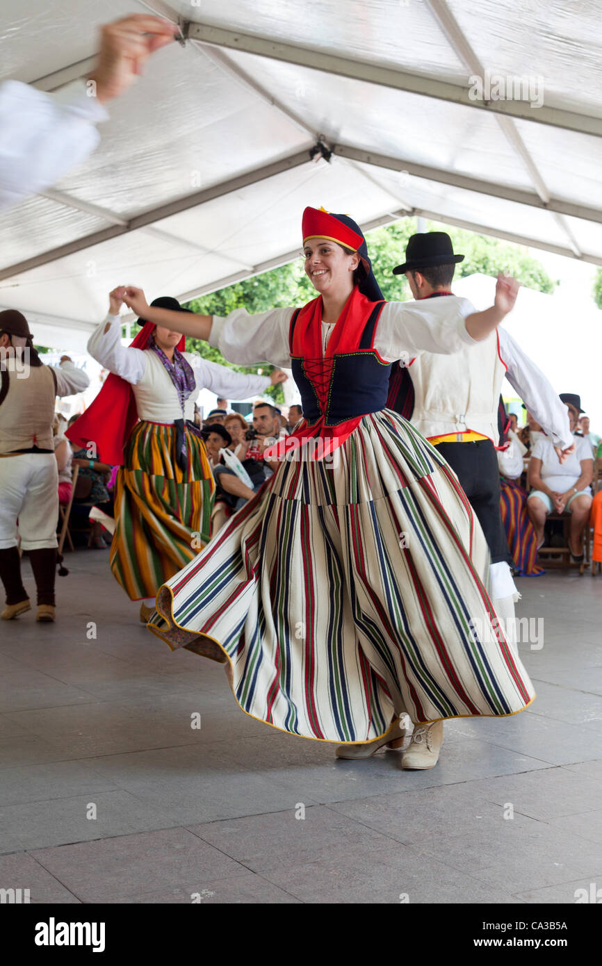 Groups of dancers and musicians celebrate Dia de Canarias, (Canarian ...