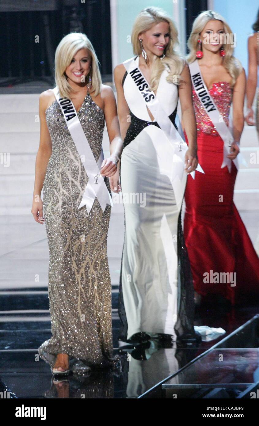 Rebecca Hodge, Miss Iowa USA on stage for 2012 Miss USA Preliminary ...