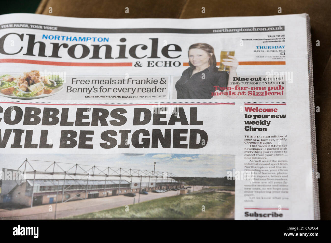 The First Front Page of the once daily Chronicle & Echo which has now ...