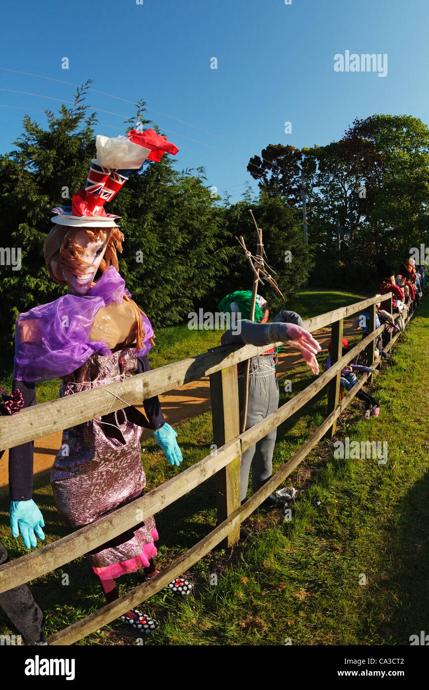 Queen's Diamond Jubilee themed Scarecrows line the roadside at Ufford ...