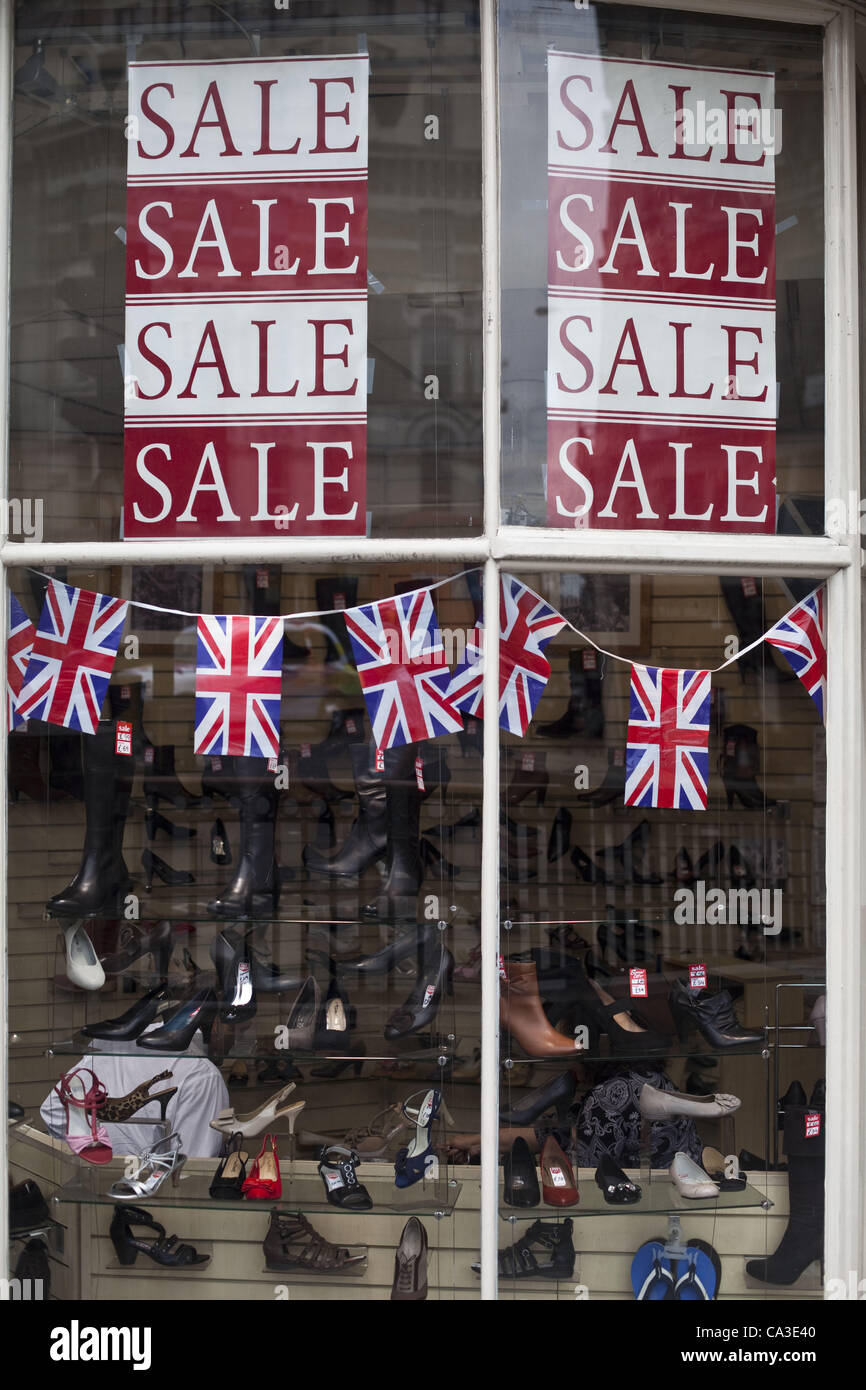 May 31, 2012 - London, UK - Union Jack flags are seen in the shop on ...