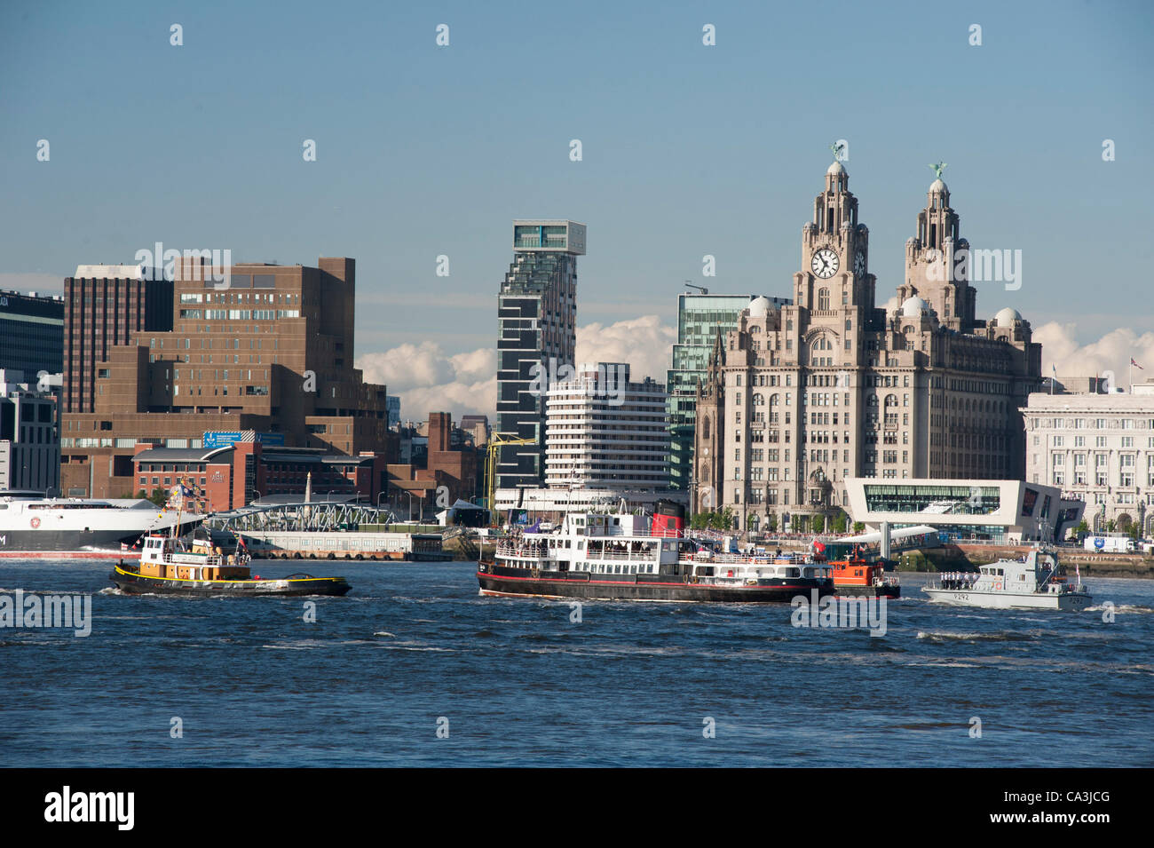 Birkenhead, UK, 1st June, 2012. The Olympic Torch relay arrives in ...