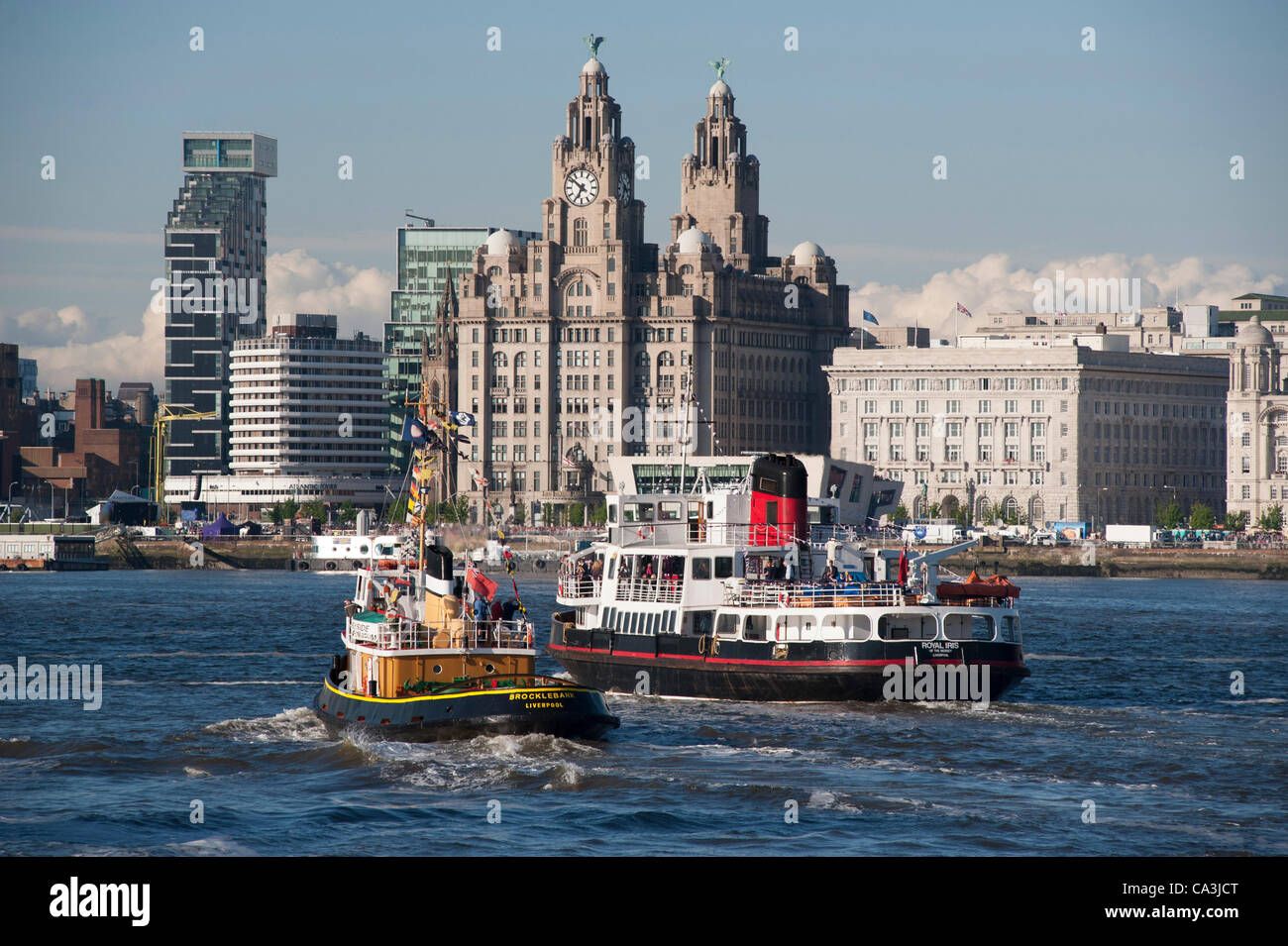 Birkenhead, UK, 1st June, 2012. The Olympic Torch relay arrives in ...