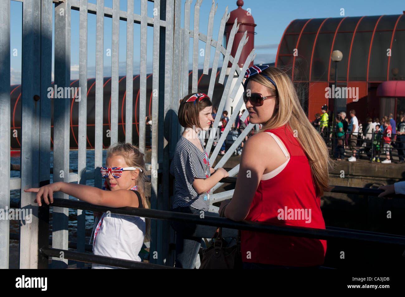 Birkenhead, UK, 1st June, 2012. The Olympic Torch relay arrives in ...