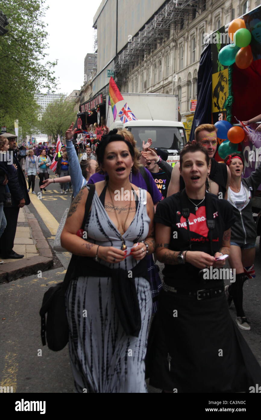 Two women singing while taking part in Birmingham Pride in Birmingham ...