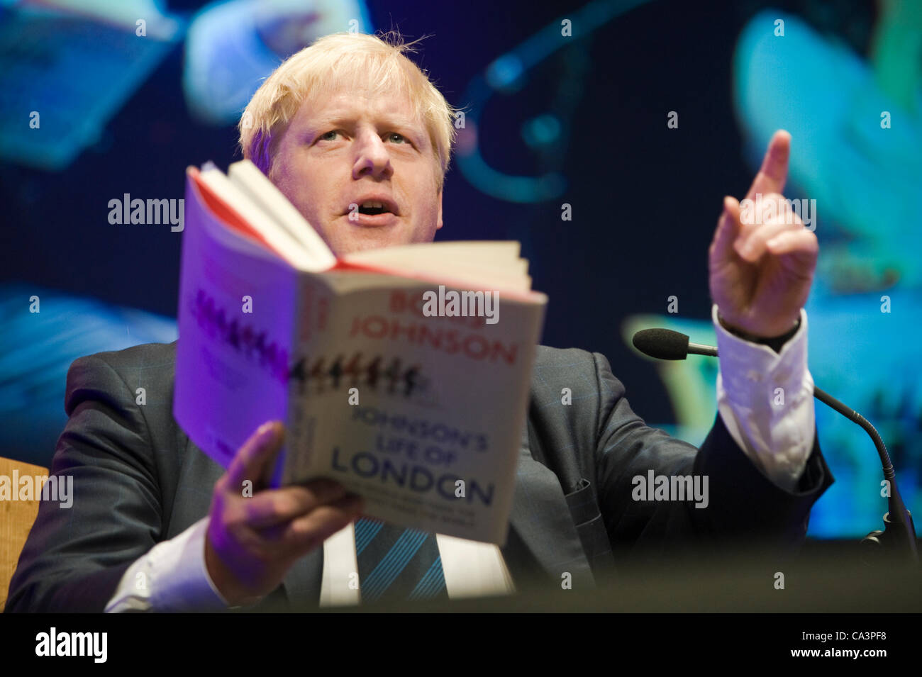Boris Johnson reading from his book "Johnson's Life of London" at The ...
