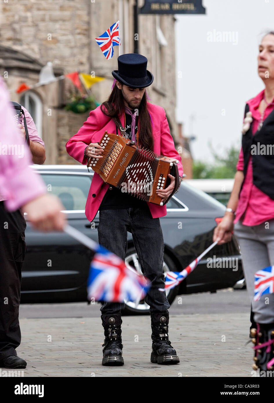 A musician takes part in the opening day of the 41st Folk Festival held ...