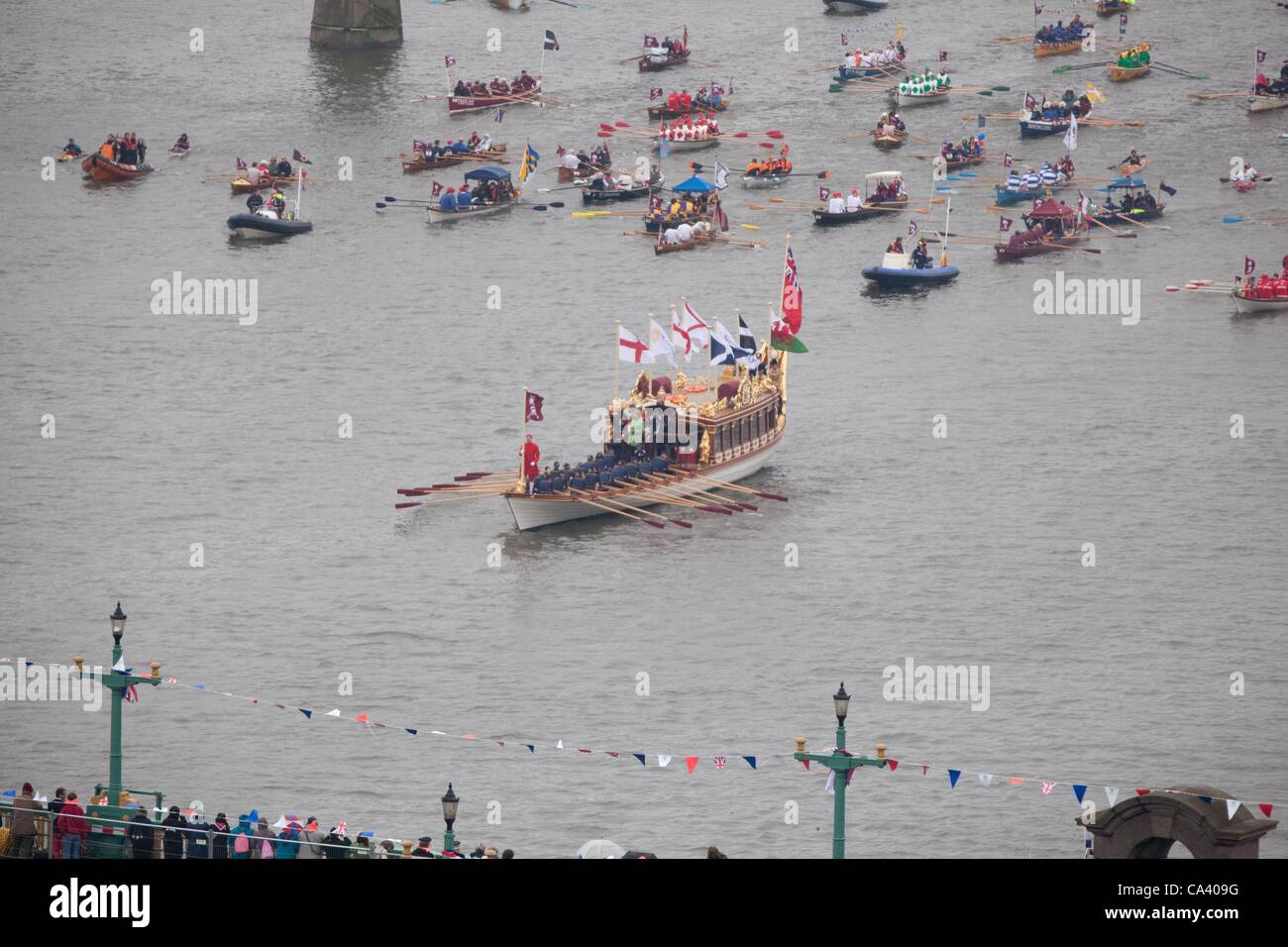 Queen's Diamond Jubilee Thames River Pageant 3rd June 2012 Stock Photo ...
