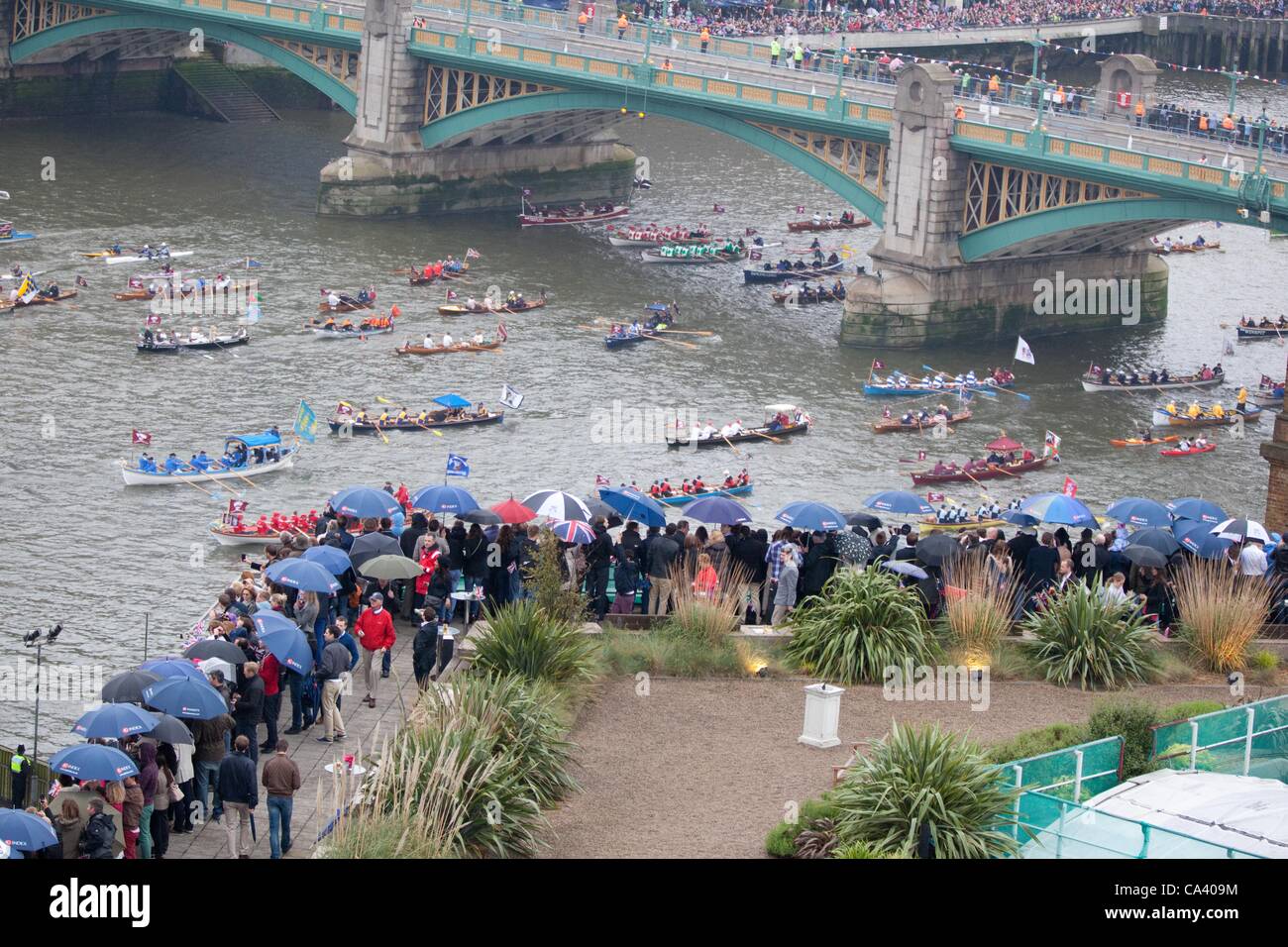 Queen's Diamond Jubilee Thames River Pageant 3rd June 2012 Stock Photo ...