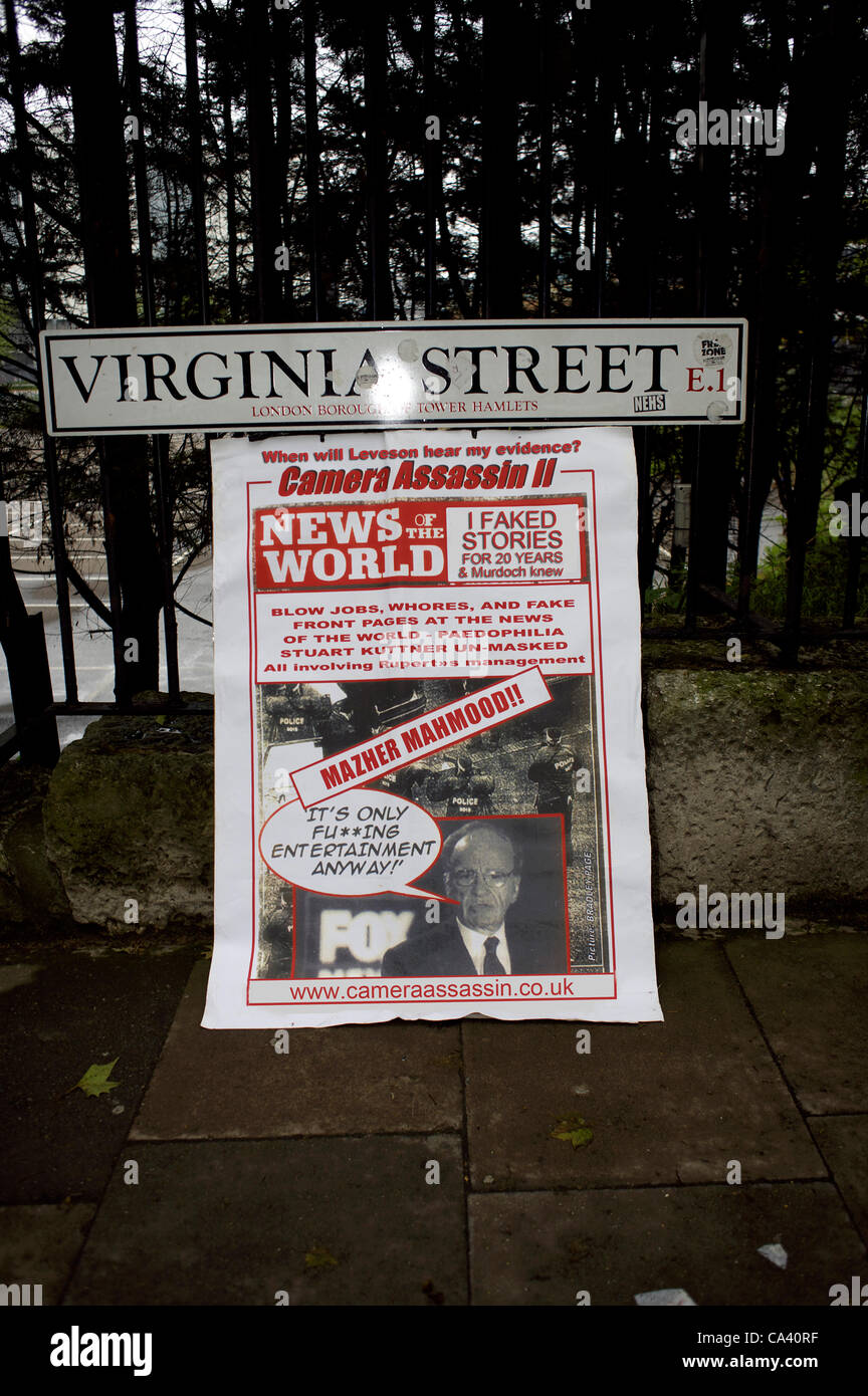 Placard belongs to former News of the World photographer, Ian Cutler ...