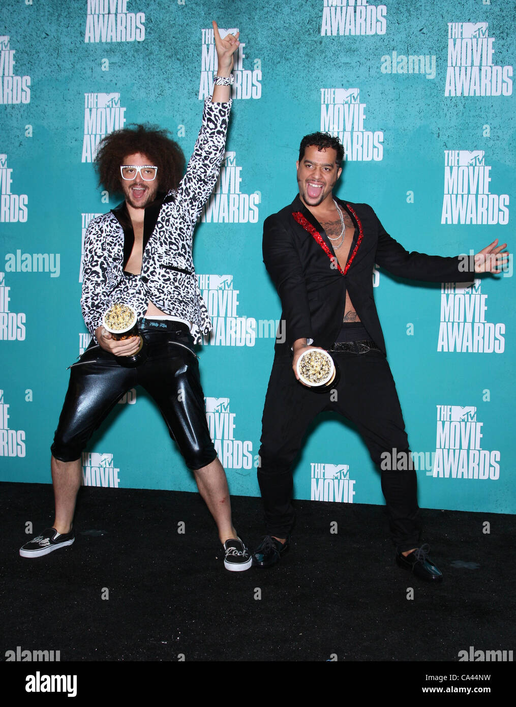 LMFAO THE MTV MOVIE AWARDS 2012. PRESSROOM LOS ANGELES CALIFORNIA USA ...